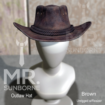 Second Life Marketplace - MR. Sunborne Outlaw Hat (Brown)